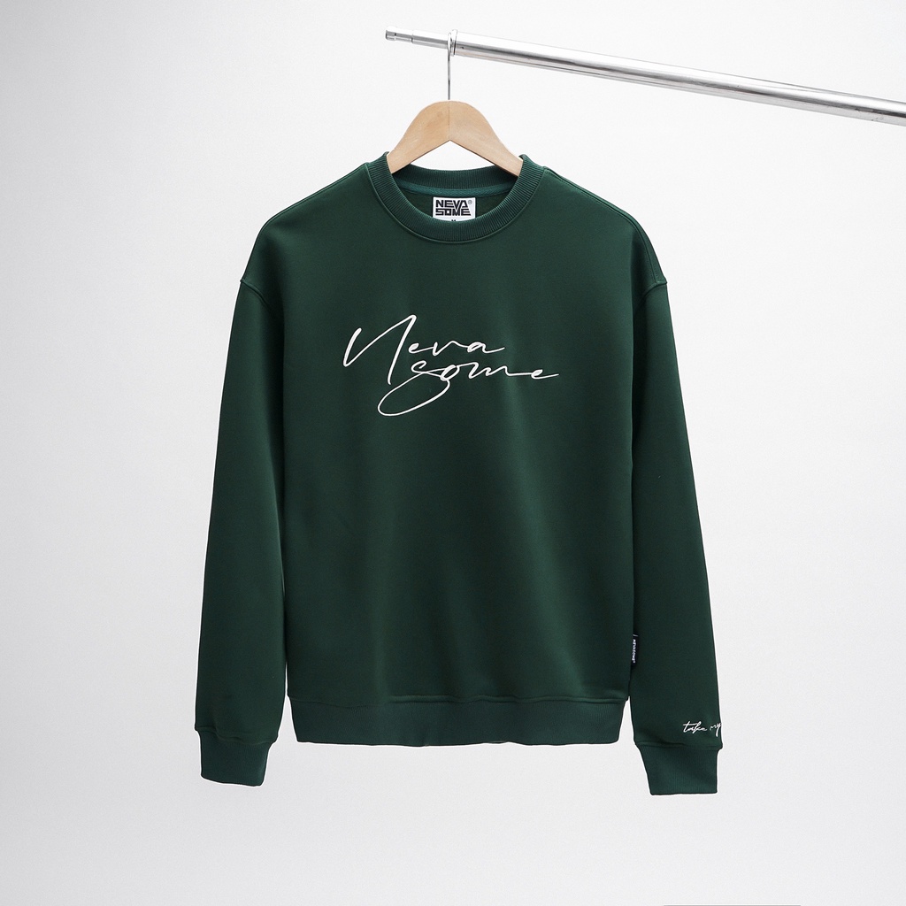 Áo Sweater local brand NEVASOME Take My Hand Xanh Rêu Cotton Nỉ Bông ...