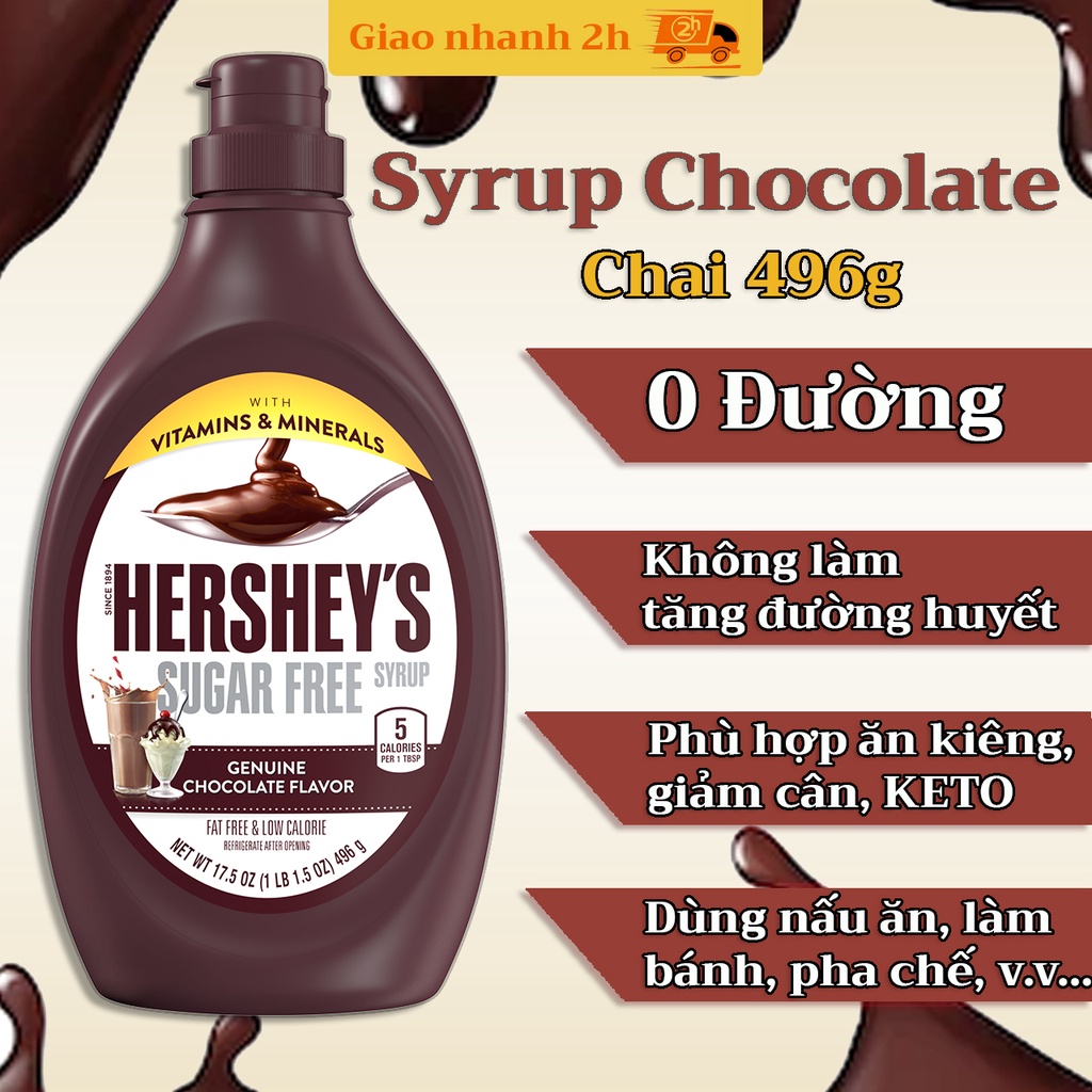 Syrup chocolate không đường, siro socola Hersheys sugar free 496g nhập ...