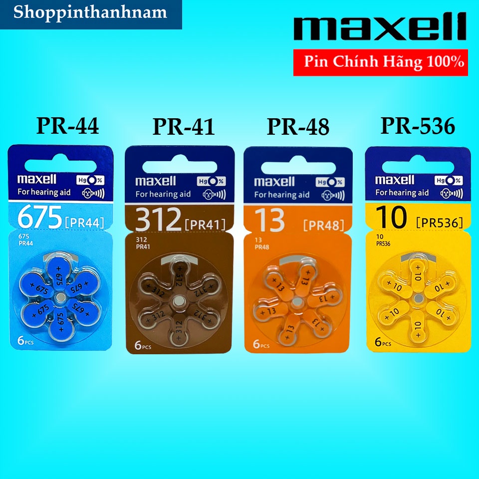 Pin Máy Trợ Thính MAXELL PR48 ( 13 ) / PR41 ( 312 ) / PR44 ( 675 ) / PR536 ( 10 ) Vỉ 6 Viên ...