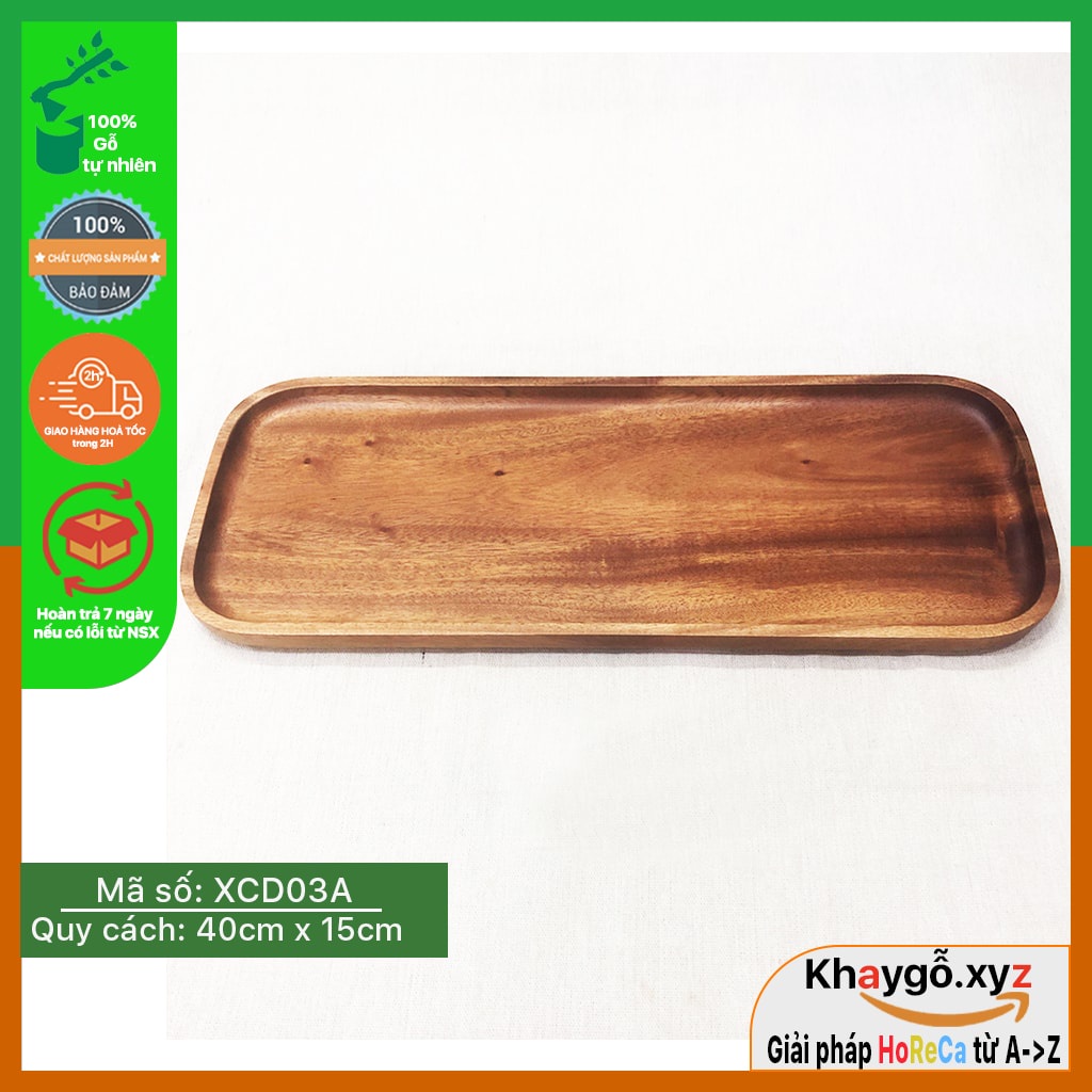 Khay decor gỗ màu tối nguyên khối chữ nhật 40x15cm cao cấp. Thiết kế ...