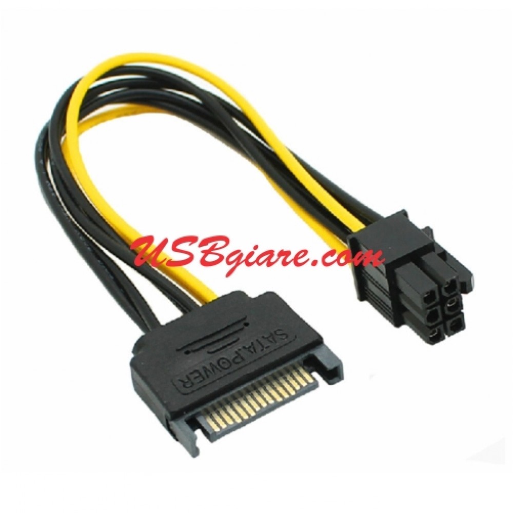 CÁP NGUỒN ATX 6 PIN RA SATA 15 PIN ĐỰC - 6 PIN PCI-E FEMALE TO 15 PIN ...