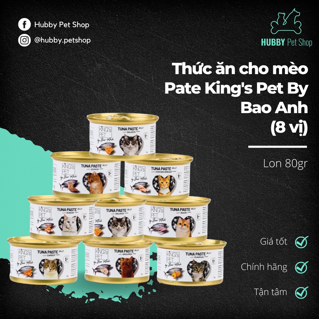 [Siêu Sale] Pate cho mèo King's Pet by Bảo Anh lon 70gr 8 vị thơm ngon ...