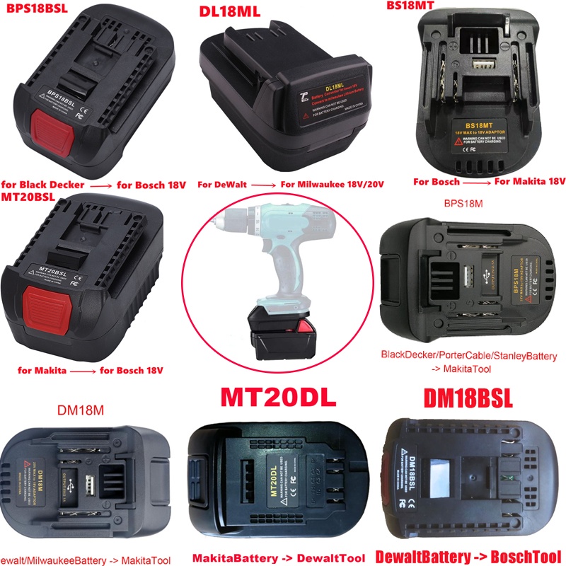 BOSCH Bộ Chuyển Đổi Nguồn Pin BS18MT Cho Pin Li-ion Makita / Milwaukee / Dewalt / Ryobi / Metabo ...