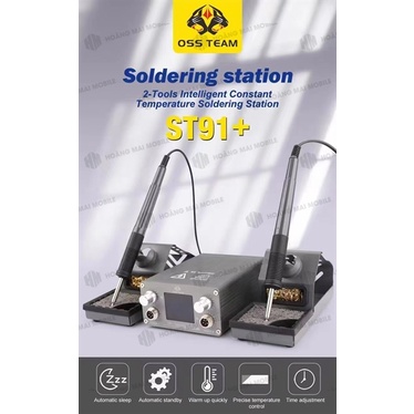 Máy hàn (trạm hàn) OSSTEAM ST91+ 2 tay dùng mũi T12 (kèm 2 mũi 1 cong, 1 thẳng) | Shopee Việt Nam