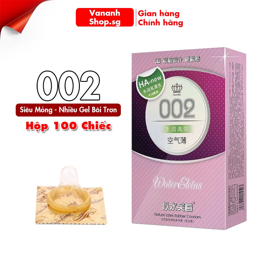 Bao Cao Su HA New 002 Water Lotus - Dòng Bcs Siêu Mỏng, Gel Bôi Trơn, Ôm Sát Size 52mm (Hộp 100 ...
