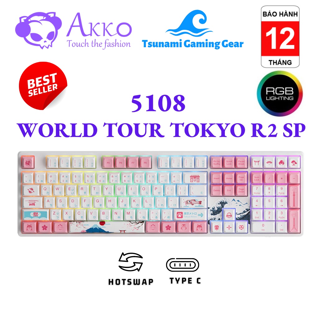 Bàn phím cơ AKKO 5108 World Tour Tokyo R2 SP | RGB | Hotswap | Foam ...