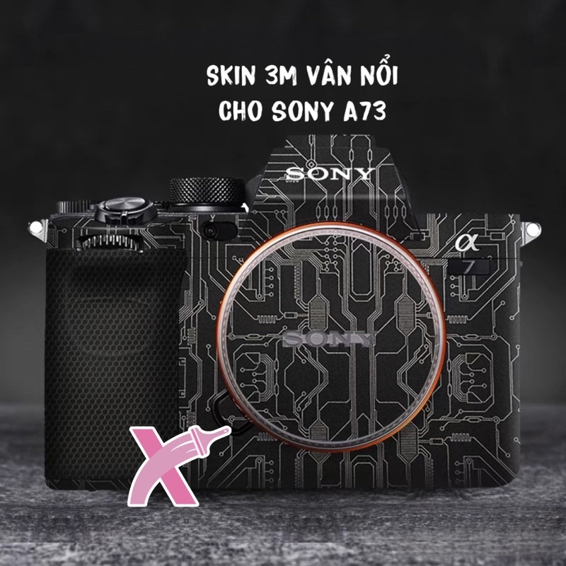 Miếng dán, skin 3M vân nổi mẫu mạch điên vân titanium cho Sony Mirroless A72/ A73/ A74/ A7S3 ...