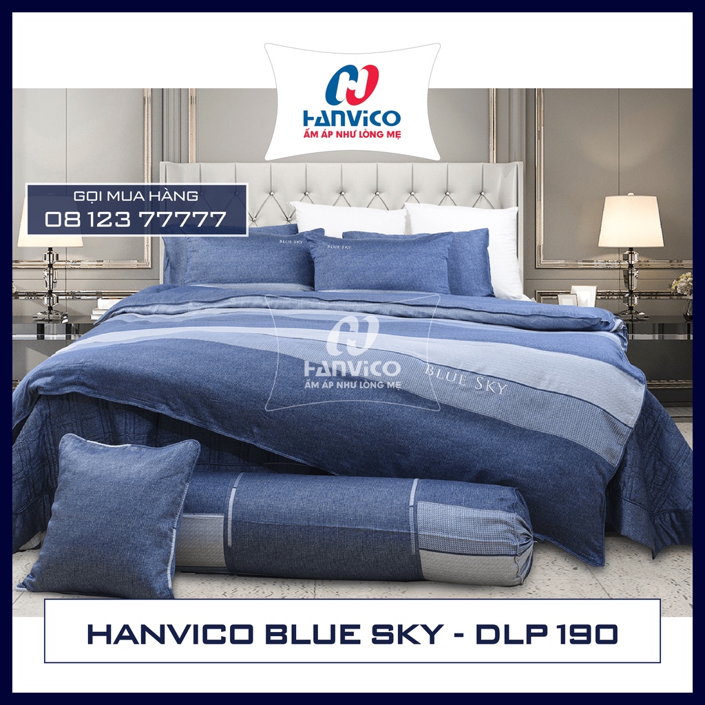 ☀️ Bộ Chăn Ga Gối ☀️ Hanvico Blue Sky DLP190, Chất liệu - Cotton cao cấp (bán lẻ Ga chun, vỏ gối ...