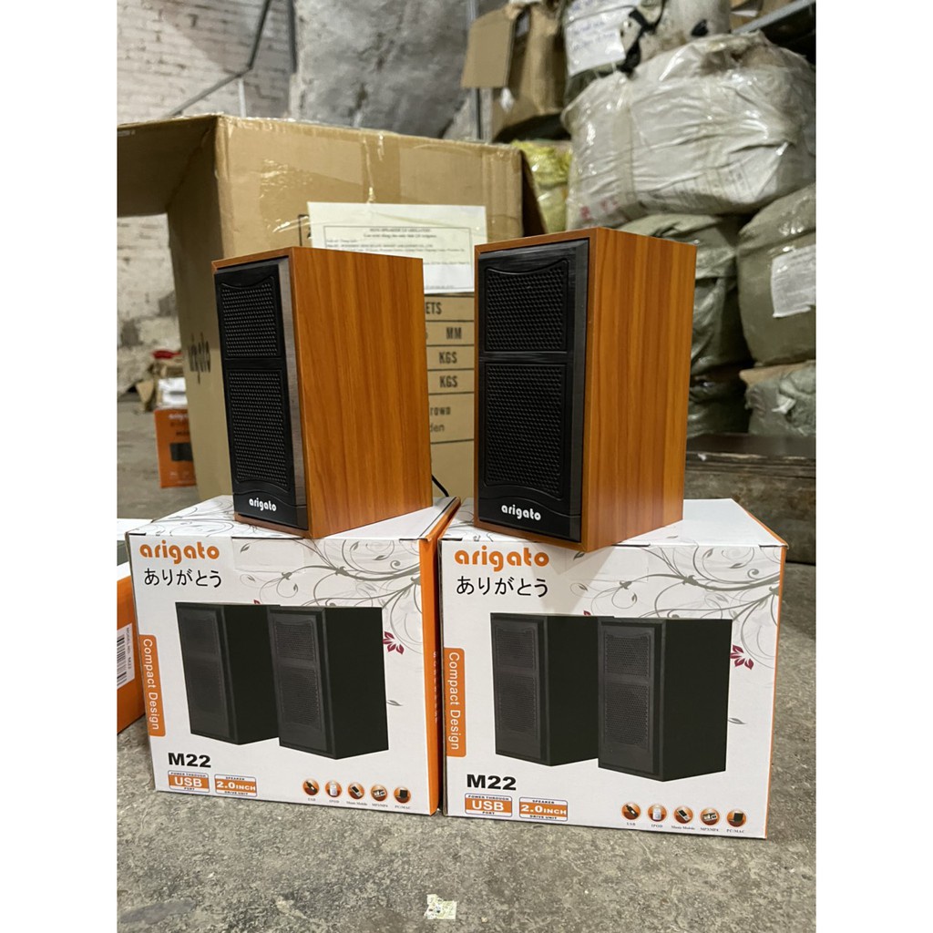 Loa máy tính Arigato M22 ,loa vi tính mini vỏ gỗ để bàn | Shopee Việt Nam