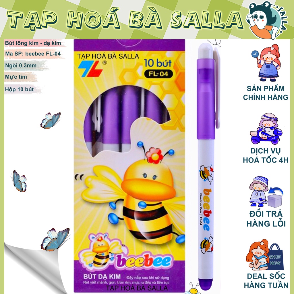 Hộp 10 Bút Dạ Kim - Bút lông kim TL - FL04 Beebee Màu Tím | Shopee Việt Nam
