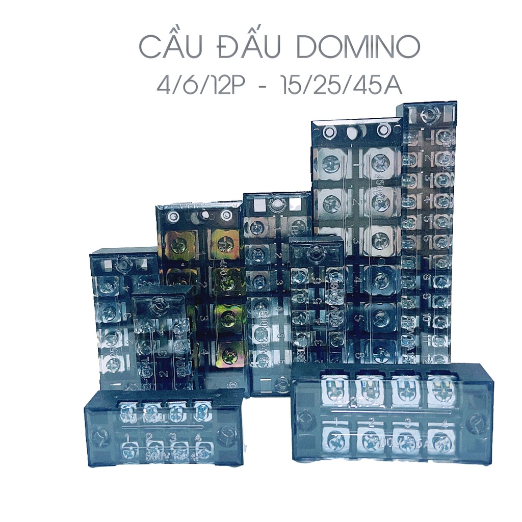 Cầu Đấu Điện Domino Đủ Kích Cỡ 15A 25A 45A 4P 6P 12P | Shopee Việt Nam