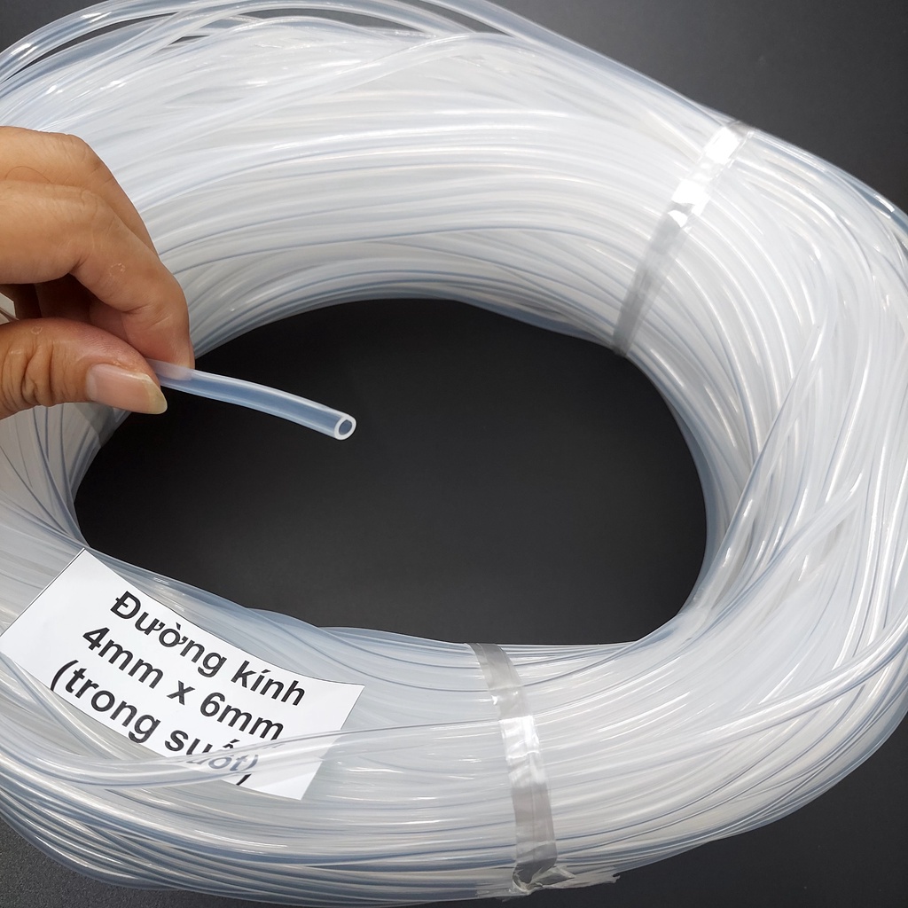 Ống silicon (silicone) TRONG SUỐT cấp thực phẩm đường kính trong 1mm, 2mm, 3mm, 4mm, 5mm, 6mm ...