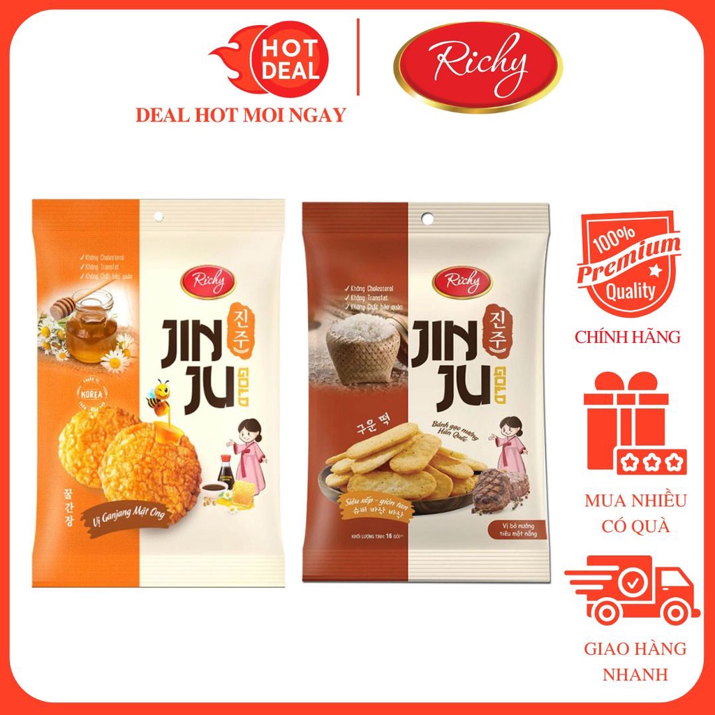 Bánh Gạo Jinju Richy Mật Ong/Vị Bò Nướng Tiêu Gói 134.4G | Shopee Việt Nam
