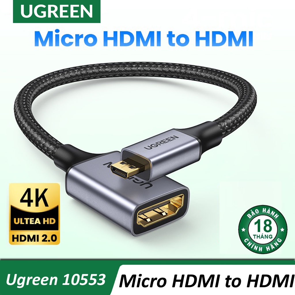 Cáp chuyển Micro HDMI to HDMI Ugreen 20134 10553 HD149 (Micro HD Male ...