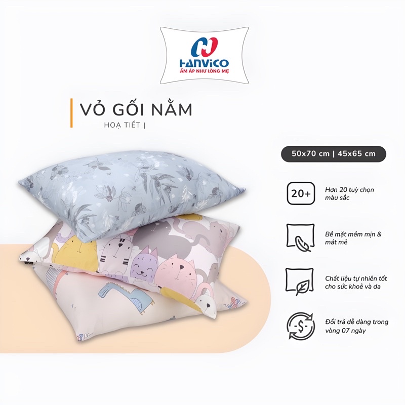 2 Vỏ Gối Nằm 45*65cm Hanvico Blue Sky 100% cotton cao cấp | Shopee Việt Nam