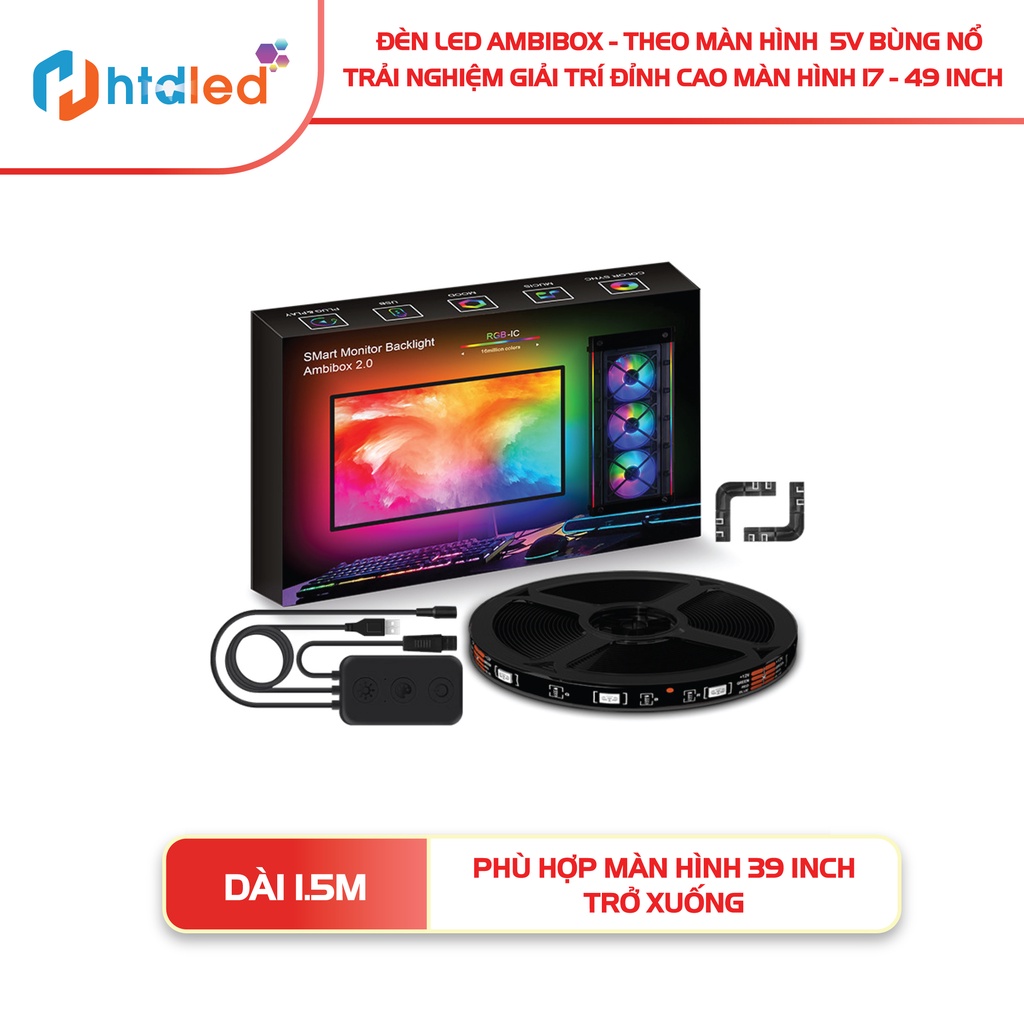 Đèn LED AMBIBOX đồng bộ ánh sáng theo màn hình 5V, RGBIC 5050 16 triệu màu, trải nghiệm giải trí ...
