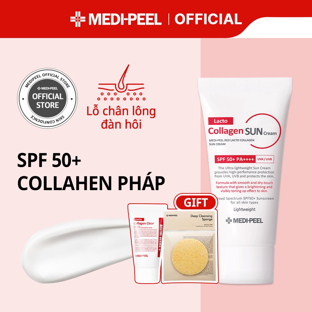 Kem chống nắng MEDIPEEL lacto collagen đỏ se khít lỗ chân lông ngăn ...