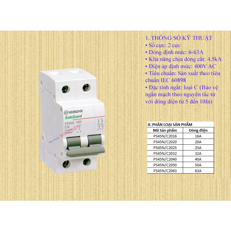 CB 2 cực, MCB 2 tép SINO VANLOCK với thiết kế nhỏ gọn, tinh tế, sang ...