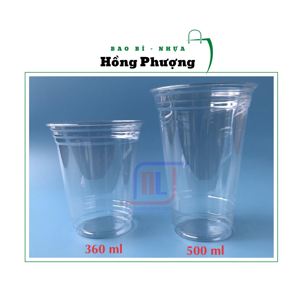 Lốc 50 ly nhựa PET trong suốt đáy bằng đựng trà sữa cà phê 360ml 500ml | Shopee Việt Nam