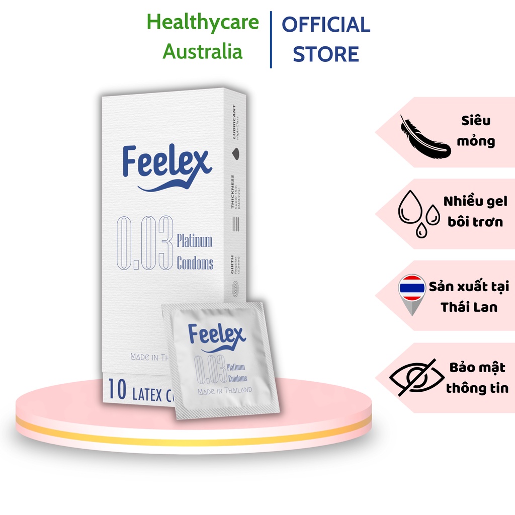 Bao cao su Feelex 0.03mm siêu mỏng, nhiều gel bôi trơn hương vani, sản ...