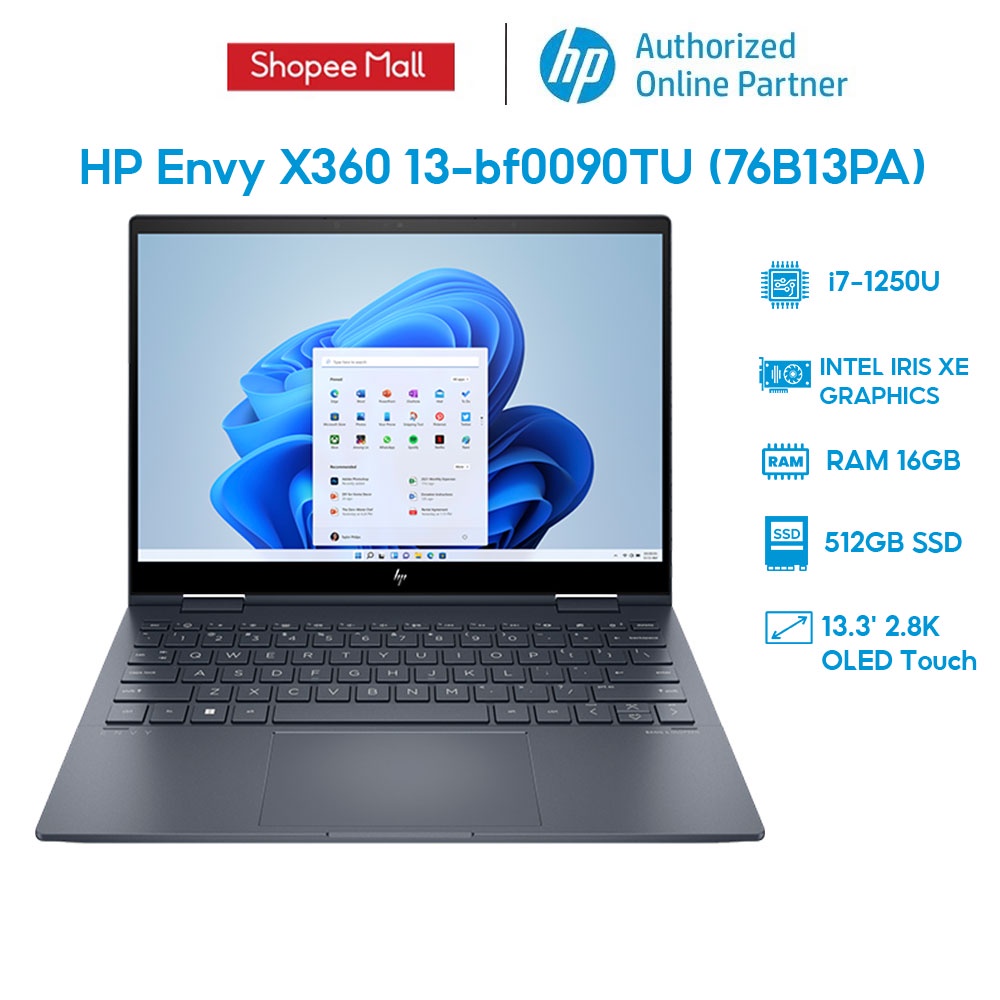 Laptop HP Envy X360 13-bf0090TU 76B13PA i7-1250U | 16GB | 512B | Intel Iris Xe Graphics | Shopee ...