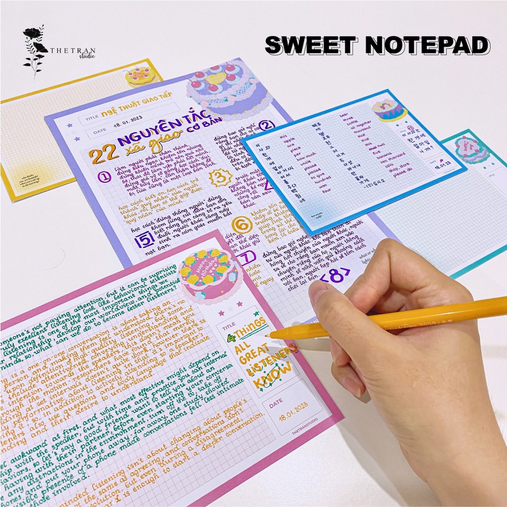 𝐬𝐰𝐞𝐞𝐭 𝐧𝐨𝐭𝐞 (10) 1 xấp giấy note ghi chú 2 mặt kẻ caro A4, B5, A5 dọc ...