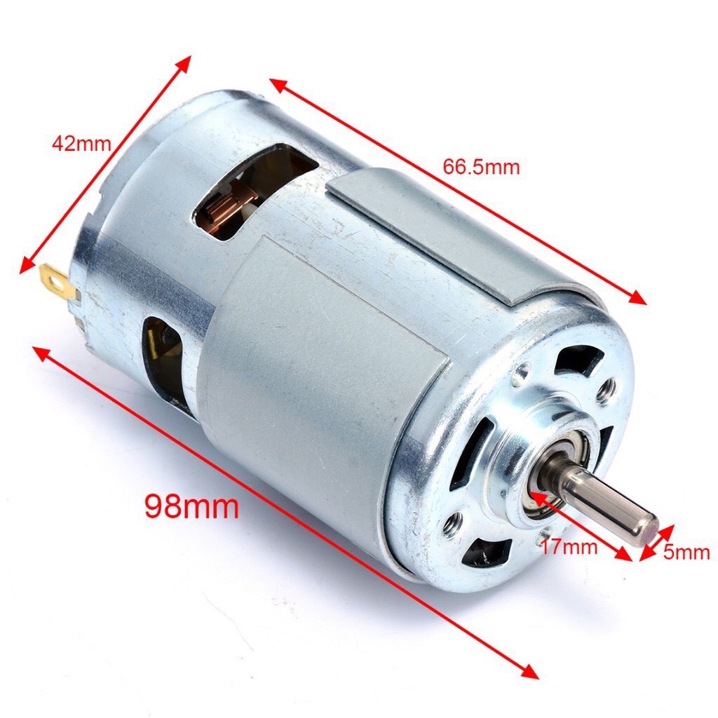 Motor 775 trục D, đường kính trục 5mm 12V 18000rpm dùng để chế thành ...