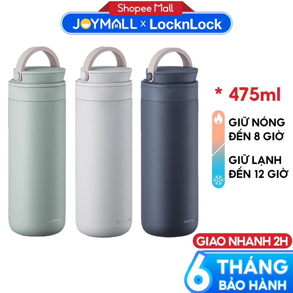 Bình giữ nhiệt LocknLock 475ml Metro Two Way LHC4274, Hàng chính hãng, có quai xách, 2 nắp ...