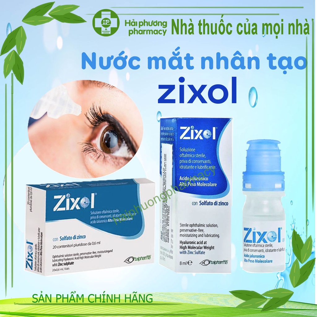 Nước mắt nhân tạo ZIXOL bảo vệ giác mạc và chống khô mắt (Chai nhỏ 8ml ...