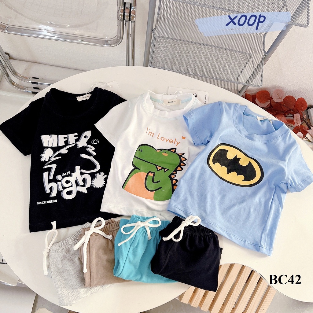 Bộ cộc tay cotton - Bộ cộc tay XOOP bát man cho bé ( cân nặng từ 8-18kg ...