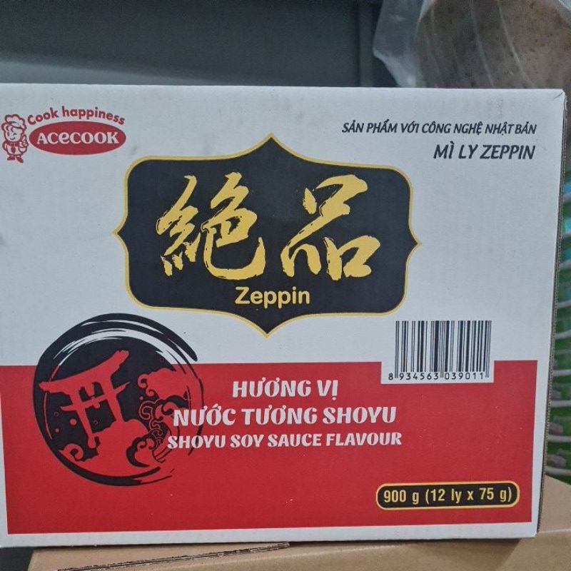 Thùng 12 ly mì Zeppin vị nước tương SHOUYO Acecook 900g(12 ly×75g) | Shopee Việt Nam