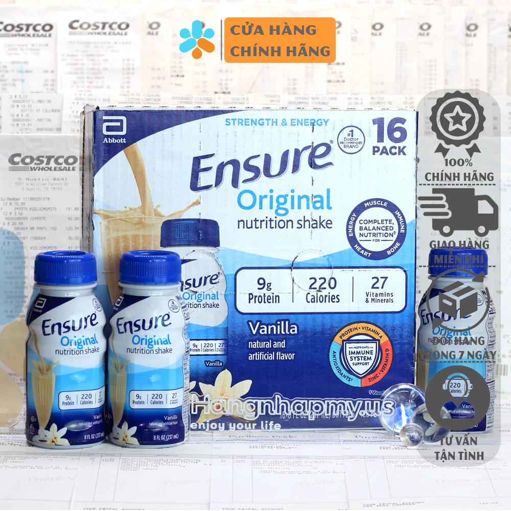 Sữa Ensure nước hương Vani Ensure Original Vanilla 237ml Thùng 16 chai ...