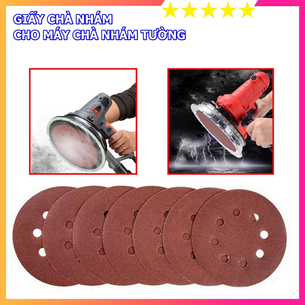 Hộp 100 tờ giấy chà nhám tròn đường kính 180mm - Độ nhám từ P40 đến ...