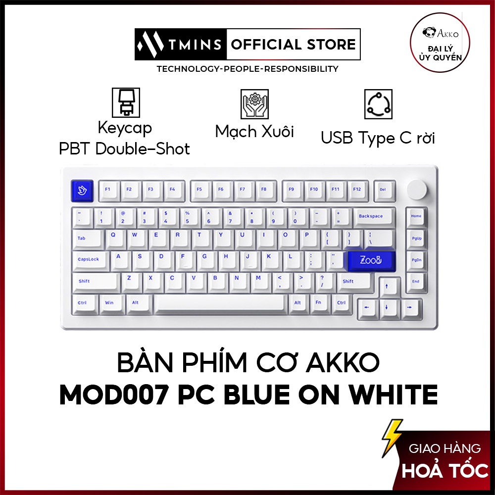 Bàn phím cơ Akko Mod007 PC Blue on White - Hàng Chính Hãng (Bảo Hành 12 ...