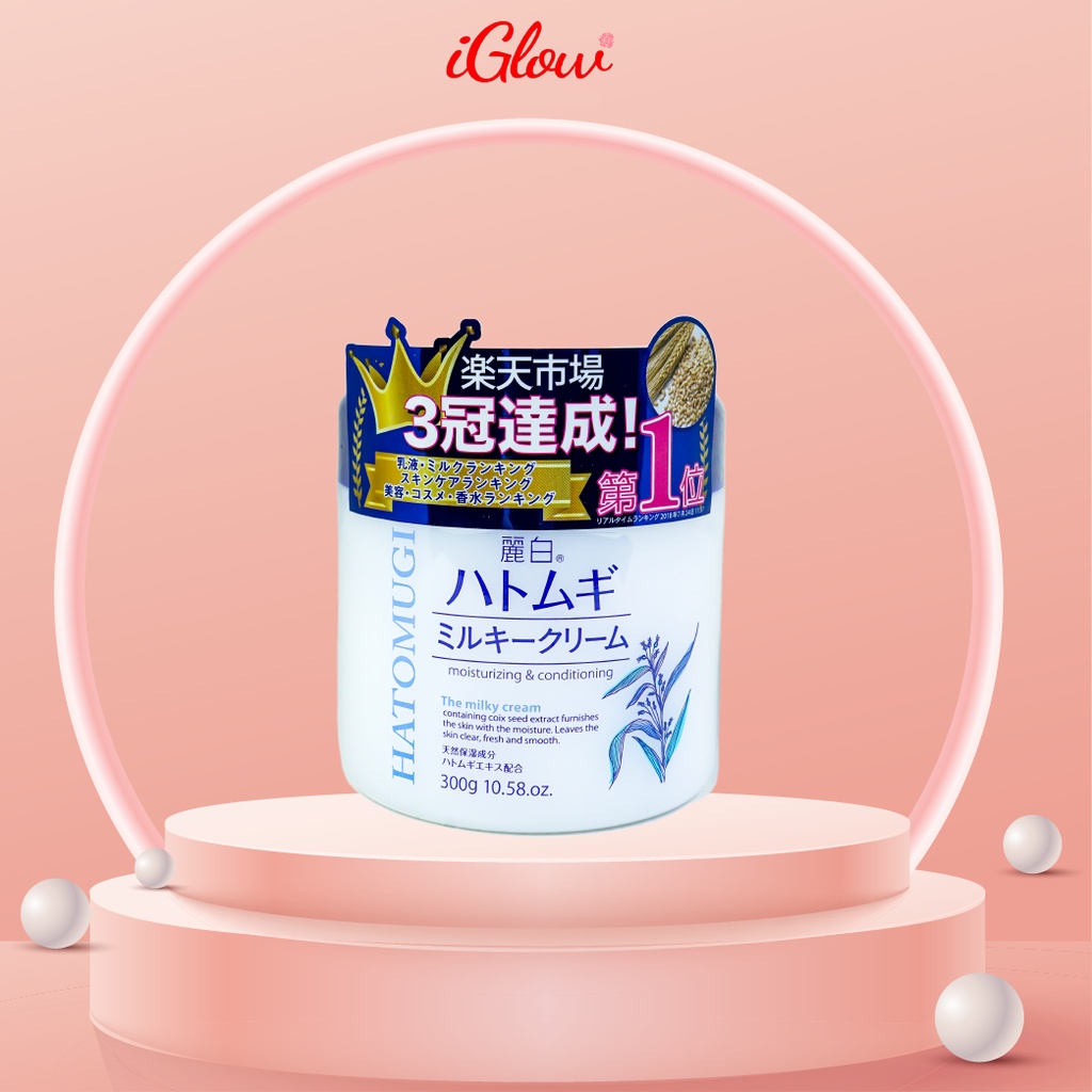 Kem dưỡng ẩm trắng da ý dĩ Hatomugi The Milky Cream Nhật Bản 300g ...