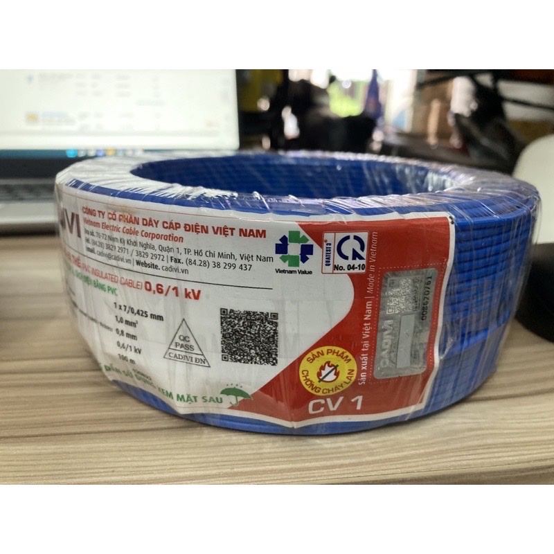 Dây điện Cadivi đơn 7 sợi 1.0 - cv1.0 - Cuộn 100 mét | Shopee Việt Nam