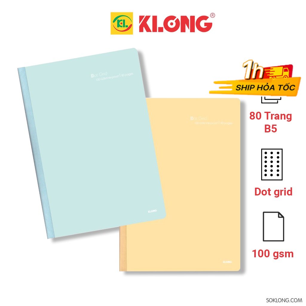 Vở may dán gáy B5 80 trang Dot grid bìa dễ thương VPPKLONG, cuốn tập sổ ...
