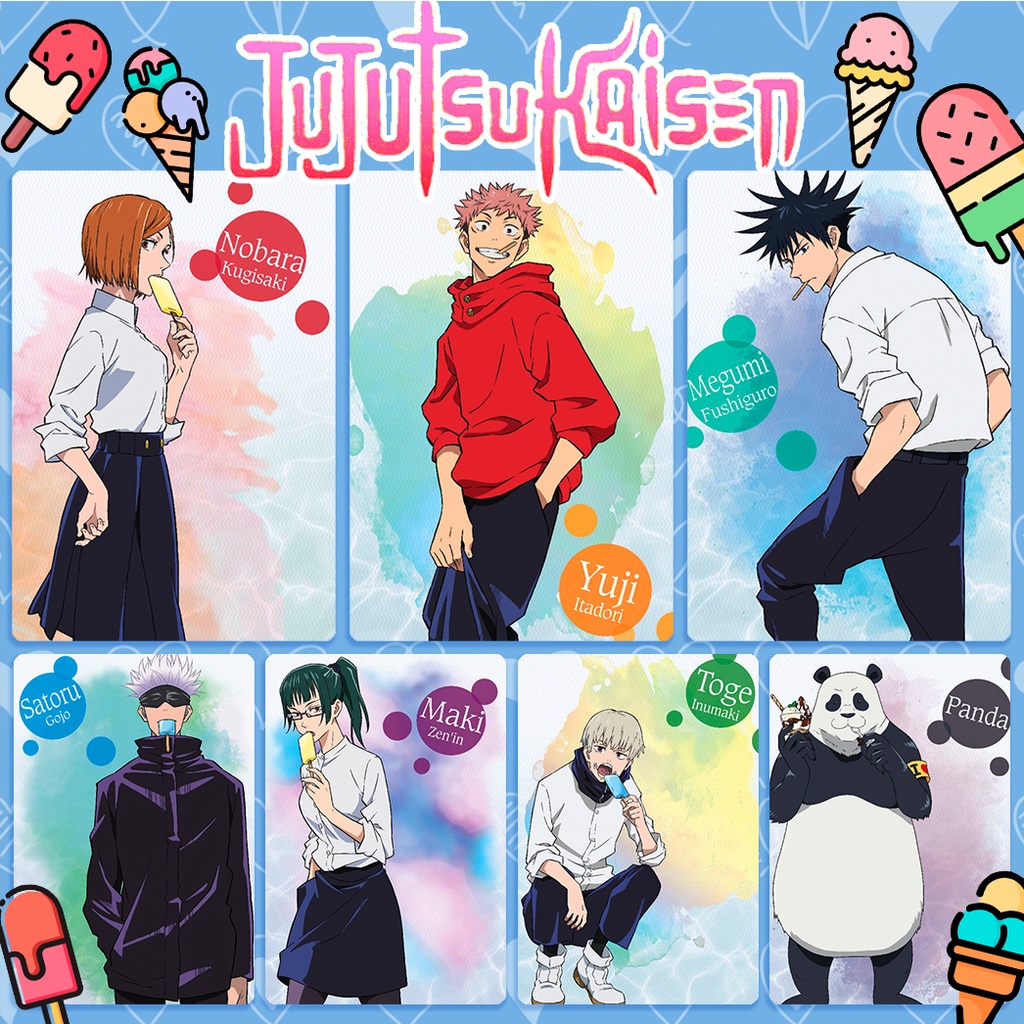 Bộ 7 tấm ảnh card bo góc CHÚ THUẬT HỒI CHIẾN phiên bản STICK ICE CREAM ...