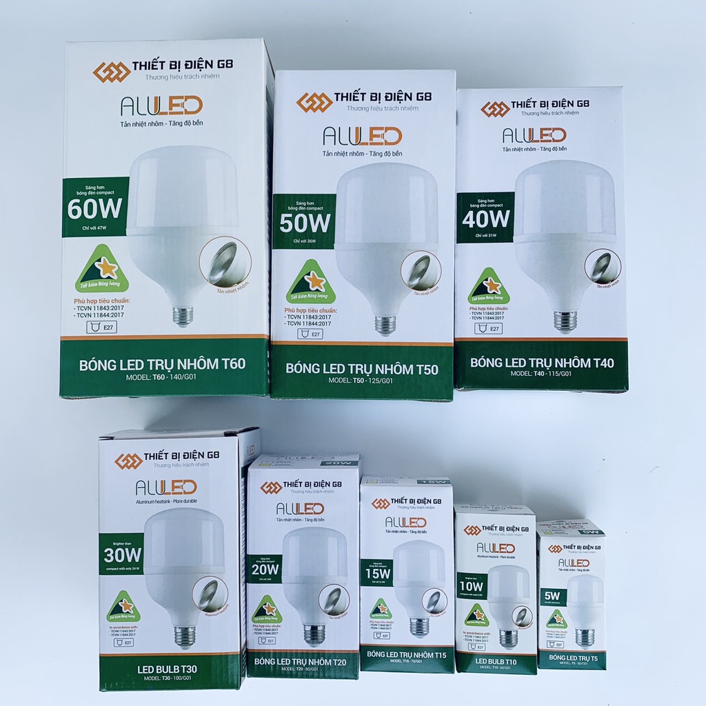 Bóng Led Trụ Nhôm 5W 10W 15W, 20W 30W 40W 50W Siêu Sáng, Siêu Bền, Siêu ...