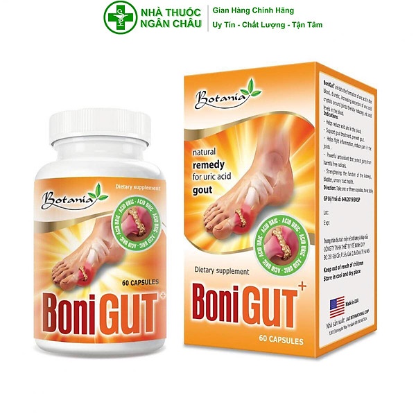 Boni GUT- hỗ trợ giảm nguy cơ và triệu chứng của bệnh Gout (lọ 60 viên ...