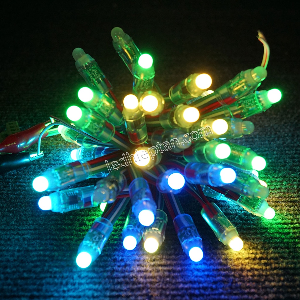 Led full màu f8/12 ic 8206 dây 8cm - Phi 8mm, đế 12mm led đúc full màu ...