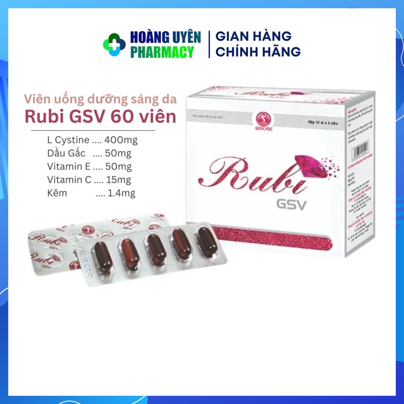 Viên uống dưỡng sáng da Rubi GSV - Hộp 60 viên | Shopee Việt Nam