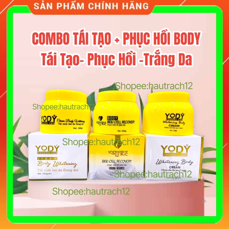 COMBO TÁI TẠO DA BODY PHƯƠNG ANH DƯỠNG TRẮNG PHỤC HỒI YODY WHITE PHƯƠNG ...