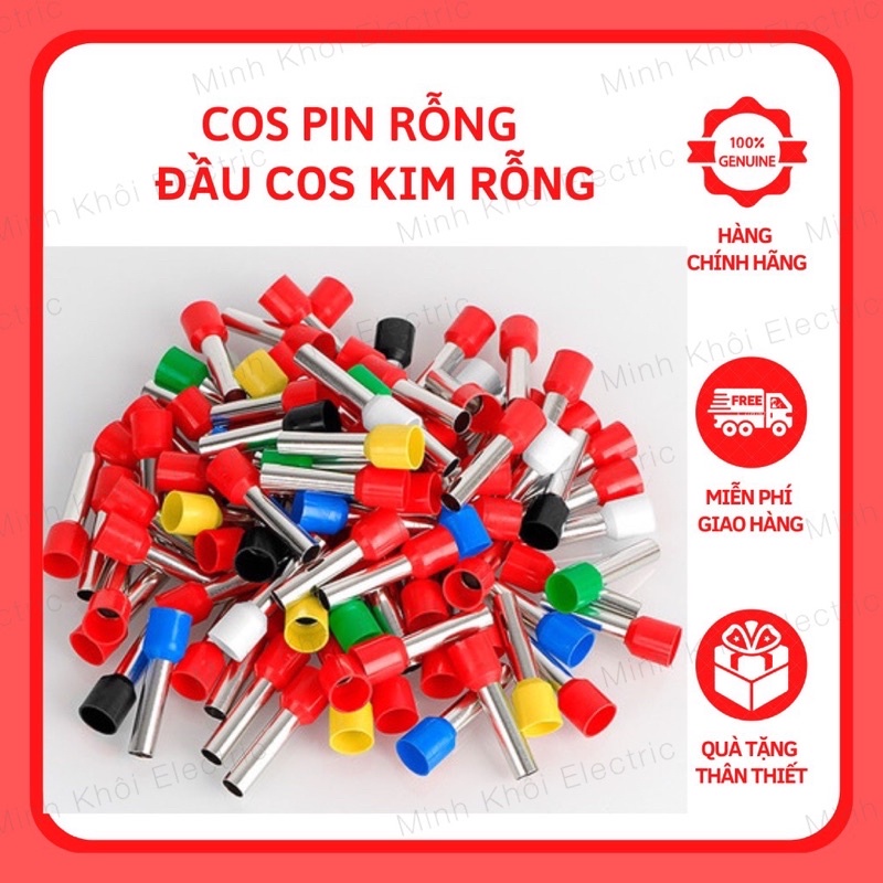 Đầu cos pin rỗng bọc nhựa 100c, cos pin rỗng,cốt kim thông,kim dài đủ kích thước,cosse kim dài ...