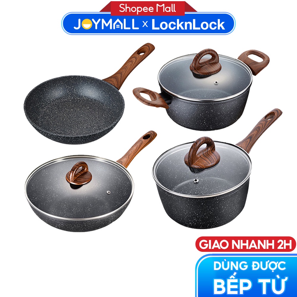 Nồi chảo nhôm chống dính LocknLock Baum Marble, Hàng chính hãng, dùng ...