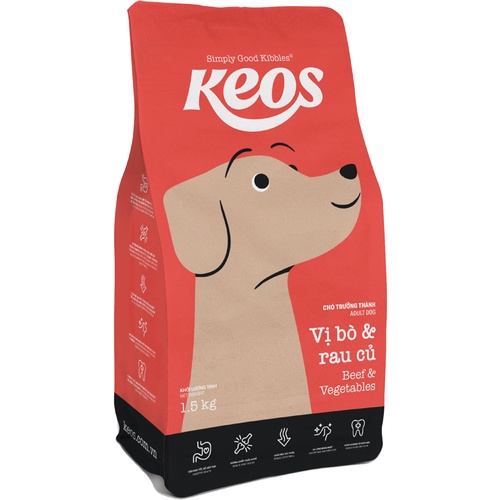 [hỏa tốc pettohouse gò vấp] Thức ăn cho chó trưởng thành vị bò và rau củ Keos beef and ...