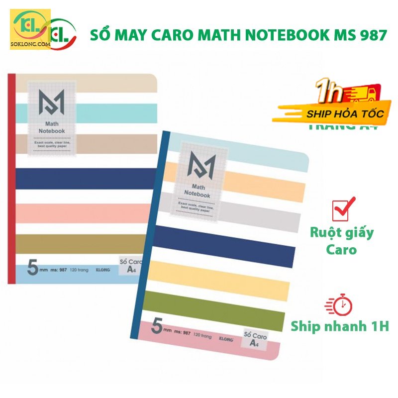 Sổ may dán gáy A4 Math Notebook 120 trang Caro 5x5 Klong MS 987 VPP KLONG | Shopee Việt Nam