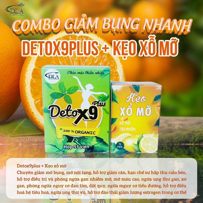 (Combo) Detox giảm cân X9 đào thải độc tố + KẸO XOMO giảm mỡ bụng thanh ...