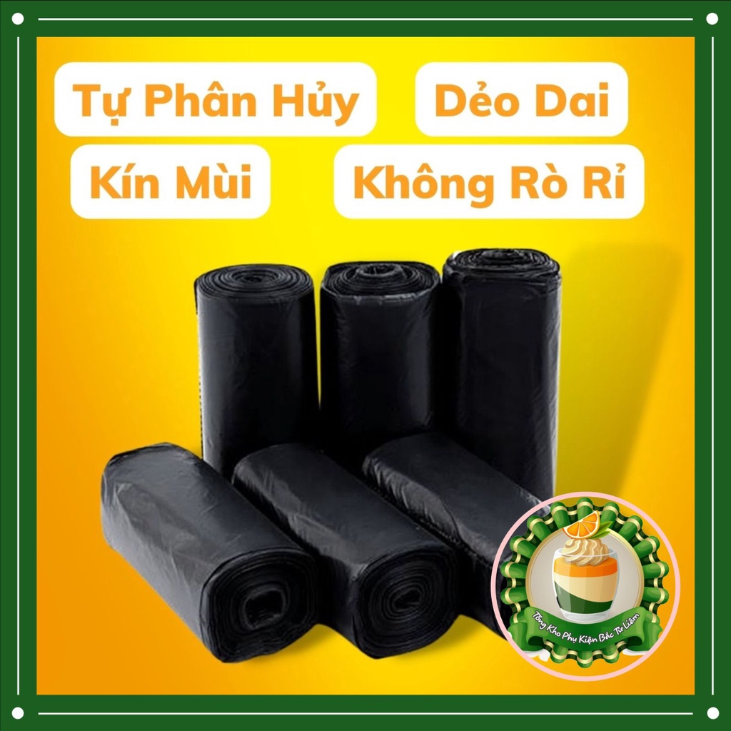 Túi đựng rác tự phân hủy 55x65 cm, cuộn bao rác đen túi nilon loại dày ...