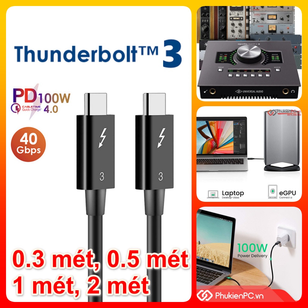 Dây cáp Thunderbolt 3 to Thunderbolt 3 5K Display 40GB Video, Audio Sạc ...